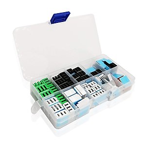 Easycargo 124pcs Heatsink Kit 9 Sizes Multicolor Aluminum Copper + 3M 8810 Thermal Conductive Adhesive Tape, Cooler Heat Sink Cooling VRM VRAM CPU GPU Small IC Laptop Raspberry Pi 4 SSD NVMe M.2 PS5