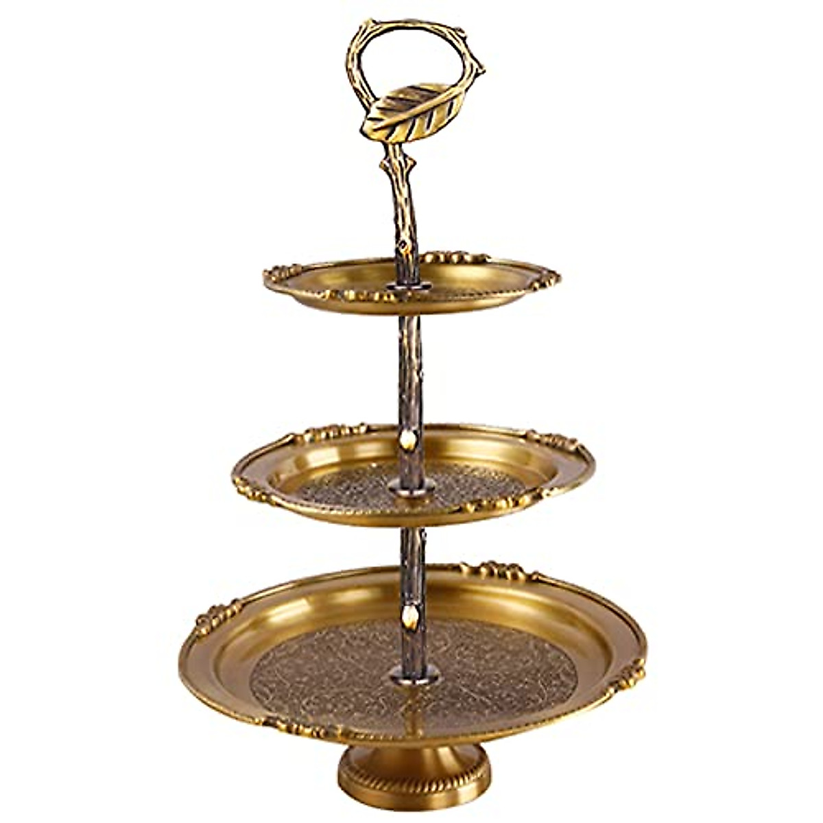 3-Tier 13.5’’ Cupcake Stand Hardware Fittings, Metal Mold Crown Holder DIY Making for Fruit Plate Cake Stand Snack Tray Replacement Parts for Tea Party Wedding Decoration (3 Sets - Retro Gold Leaf)