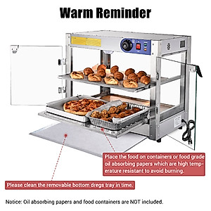 WeChef 2-Tier Commercial Pizza Warmer Countertop Display Case 24x15x20 inch 750W Pastry Heater Display Case for Bakeries Convenience Stores