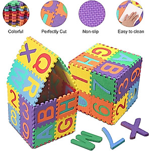 Kangler Kids Foam Puzzle Play Mat (36-Piece Set) 5.9inch x 5.9inch Interlocking EVA Floor Tiles with Alphabet and Numbers