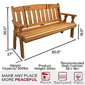 Amish Casual Heavy Duty 800 Lb Mission Pressure Treated Garden Bench (4 Foot, Cedar Stain)