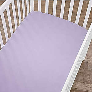 American Baby Company 100% Natural Cotton Percale Fitted Crib Sheet for Standard Crib and Toddler Mattresses, Lavender, Soft Breathable, for Girls