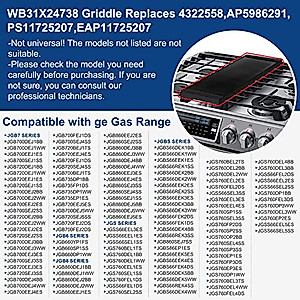 UPGRADED WB31X24738 Griddle Replacement for ge Appliance Gas Range Part,WB31X24998 Gas Stove Top Griddle Compatible With ge Gas Stove Top Parts, Free Standing Range Center Griddle Flat Top Pan