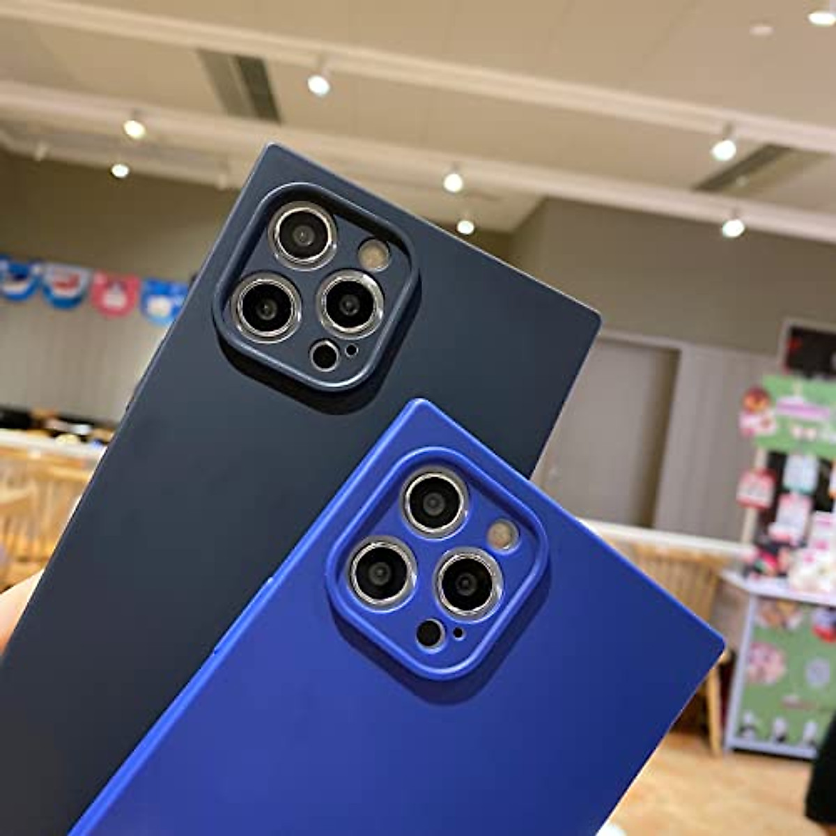 Tzomsze Compatible for iPhone 13 Pro Max Case Square,Cute Cases Full Camera Protection Reinforced Corners TPU Cushion Shockproof Edge Bumper Cover [6.7 inches] -Candy Black