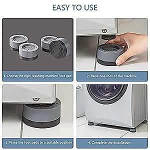 4PCS Shock and Noise Cancelling Washing Machine Support,Washer And Dryer Anti-Vibration Pads, Washing Machine Foot Pads for All Washing Machine detachable pads for fridge and Dryer Raise Height