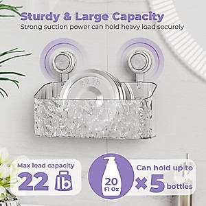 KATIKADDY Shower Caddy Suction Cup, 3 Piece Set Shower Organizer with Soap Dish, No Drilling Shower Shelf for Inside Shower Reusable for Bathroom Kitchen Living Room, Clear