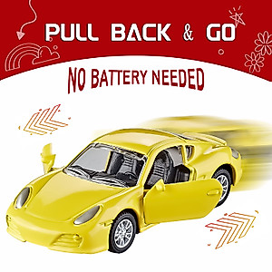 KIDAMI Die Cast Metal Toy Cars Set of 5, Openable Doors Pull Back Car Gift Pack for Kids (Private car)