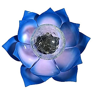 JFRISING Flower Solar Lights Outdoor Waterproof Decoration,Pink Lotus Garden Decor Gifts for Mother Wife Lover Girl Daughter Family Friend,Crackle Globe Glass Lotus for Patio Lawn Walkway Tabletop