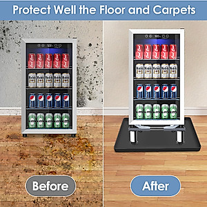 Mini Fridge Stand with Silicone Mat, Universal Stand Base Adjustable Refrigerator Stand with 4 Sturdy Feet, 24''x 24'' Mini Fridge Drip Pan Protect From Appliance Leaks for Fridge, Washer, Dryer