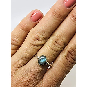 Koral Jewelry Oval Labradorite Delicate Ring 925 Sterling Silver Vintage Boho Chic (7)