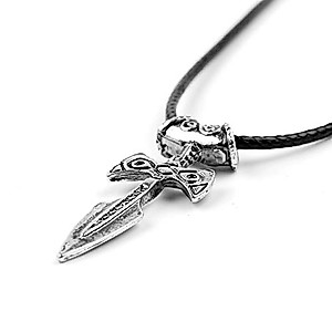 Nichibotsu - Cool Antique Silver Viking Sword Pendant Necklace Amulet of Talos Handmade Pendant