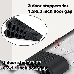 XQDWX Rubber Door Stopper, Anti-silp Soft TPR Sturdy Stackable Door Stop Wadge for Bottom of Heavy Duty Door on Multi Floor Carpet Concrete Tile Wood, Black, 205DS-BL