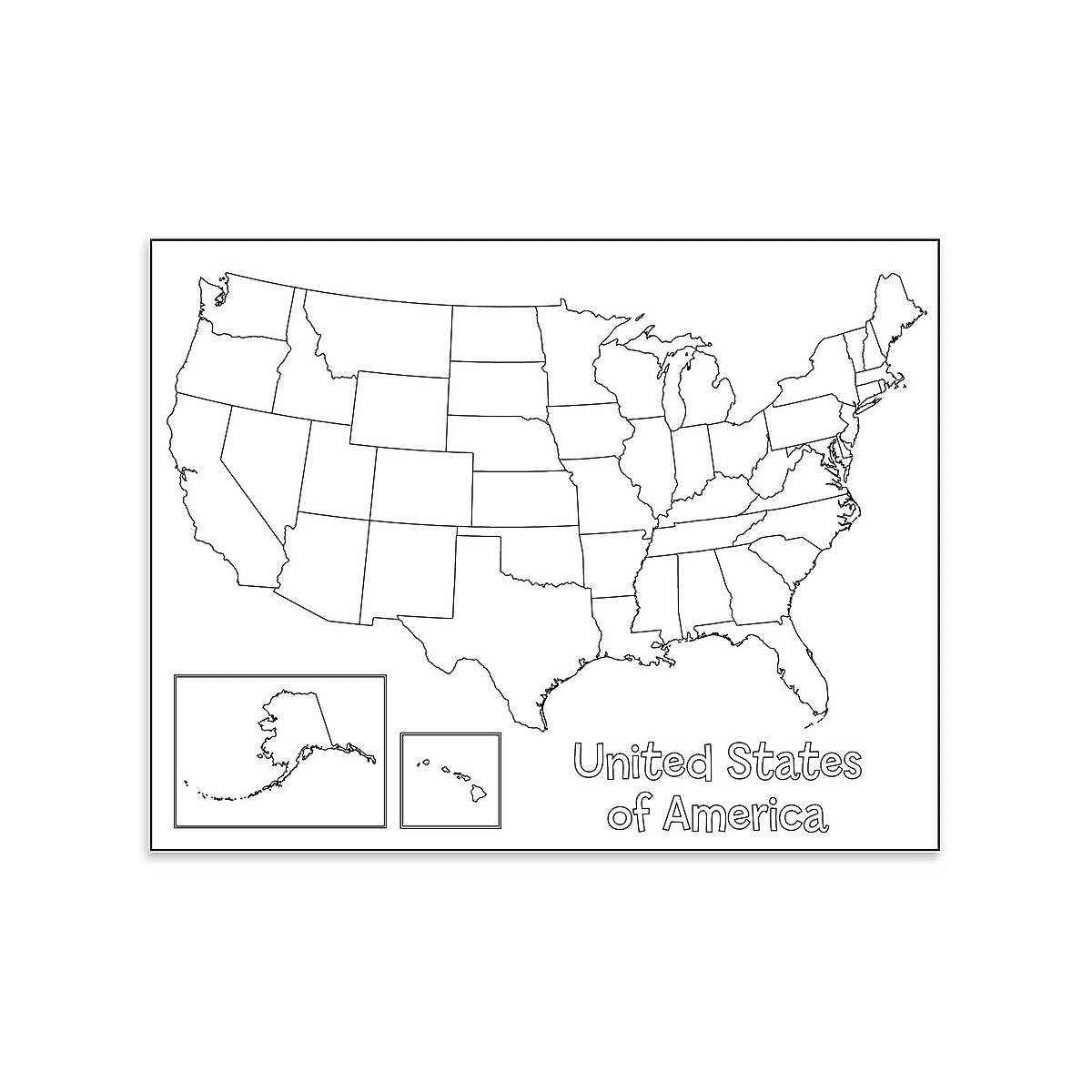 Hygloss Products Creative Learning Poster - U.S.A. Map - Art Activities for Classroom, Kids’ Camps, Events, Parties & More - Black Design on White Paper - 17” x 22” - 24 Posters per Pack,30147