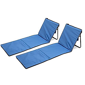 Eternal Living Beach & Lawn Lounge Chair Portable Reclining Lounger with Frame Foldable Mat, Set of 2 Blue