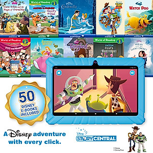Contixo 7" Android Kids Tablet 32GB, Includes 50+ Disney Storybooks & Stickers (Value $200), Kid-Proof Case, (2023 Model V8) - Blue