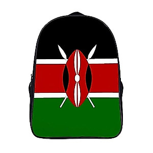 Kenyan Flag 16 Inch Backpack Laptop Bag Casual Daypack for Traveling Camping Shopping