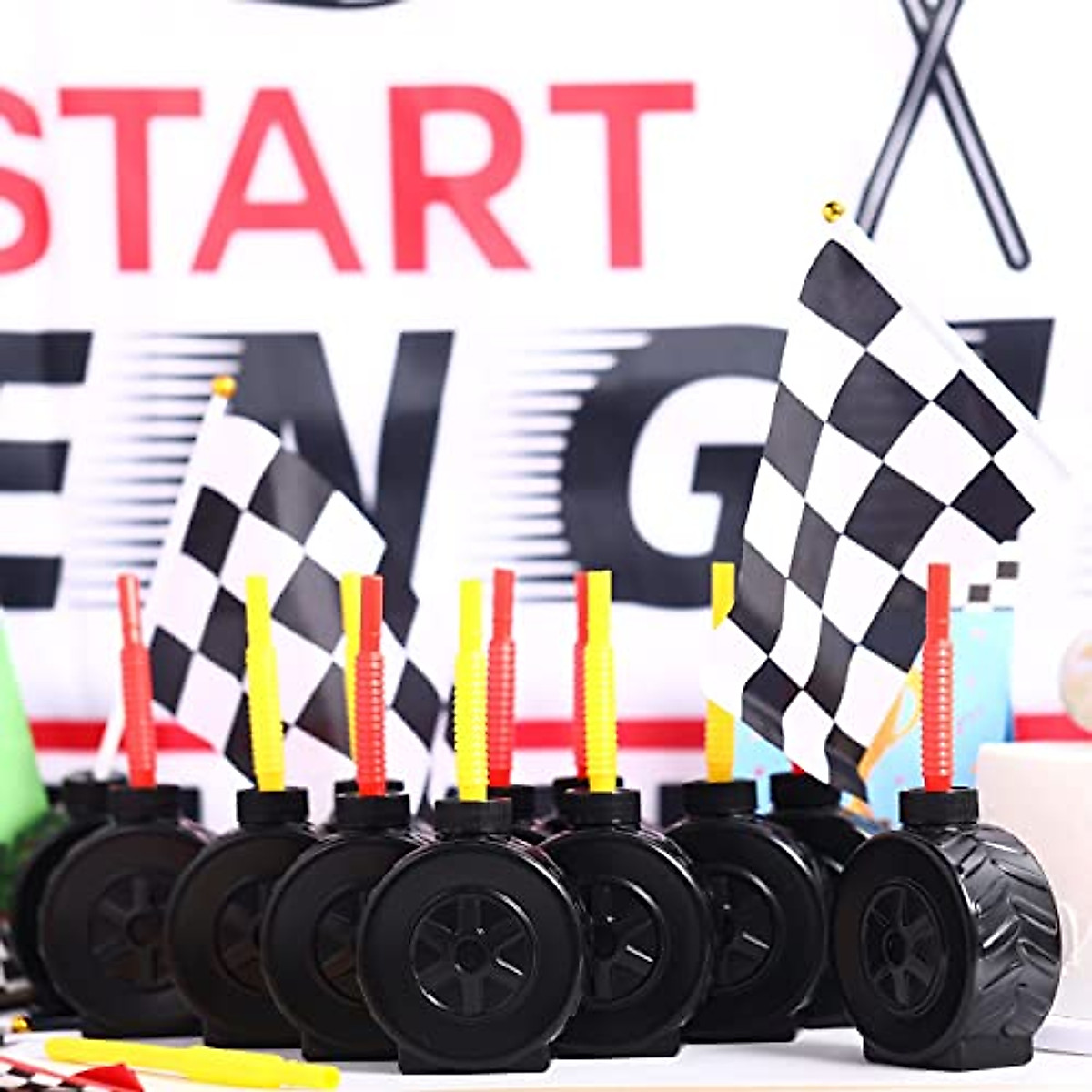 Sawysine 12 Pack Construction Truck Cups Set Truck Construction Cups with Red Yellow Straw Construction Themed Party Favor Cups Construction Party Supplies for Kids Construction Birthday Party Decor