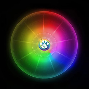 Nite Ize Flashflight LED Dog Discuit - Best Dog Flying Disc For All Hours of Play - With Long-Lasting LED Light, 1-Pack Multi-Colored Disc-O (FFDD-07-R8)
