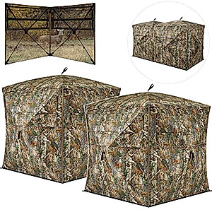 TIDEWE Hunting Blind See Through 3-in-1 with Carrying Bag, 4-6 Person Pop Up Ground Blinds 270 Degree, Portable Removable Hunting Tent for Deer & Turkey Hunting (Camouflage)