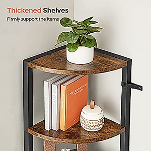 VASAGLE 5 Tier Corner Shelf Stand, Corner Bookshelf, Tall Corner Storage Shelves, Industrial Rack Plant Stand for Living Room, Bedroom, Home Office, Rustic Brown and Black ULLS801B01