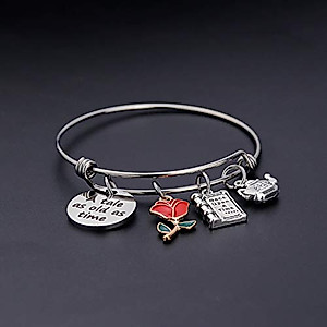 Scwasen A Tale As Old As Time Beauty And The Beast Bracelet Belle Rose Inspired Bangle Jewelry Princess Bracelet Belle Rose Flower Jewelry (bracelet)