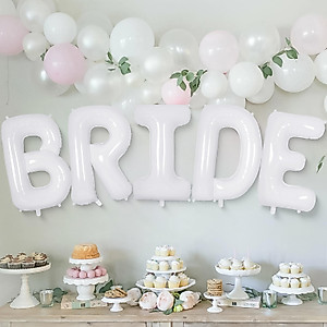 40 Inch White BRIDE Balloons, Giant Bride To Be Balloons, Bride Letter Balloons, Bachelorette Party Balloon, Bridal Photo Booth Bridal Banner for Wedding Bachelorette Party Decorations (White)