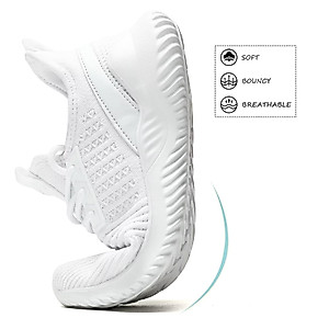 Chopben Women's Walking Shoes Lightweight Breathable Running Shoes Non Slip Athletic Fashion Sneakers Mesh Workout Casual Sports White