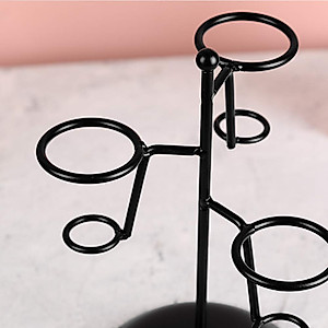 Black Iron Ice Cream Cone Holder Stand with Base 3 Holes to Display Snow Cones Sushi Hand Rolls Popcorn Candy French Fries Sweets Savory