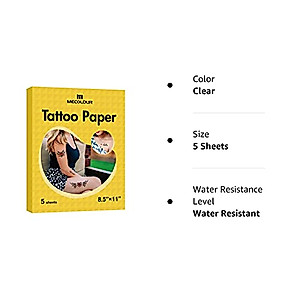 MECOLOUR Printable Temporary Tattoo Paper 5 sets 8.5"X11" for Inkjet printer DIY Image Transfer Decal Paper for Skin, For Celebrate Festivals, Parties, Birthday Bashes,New Year