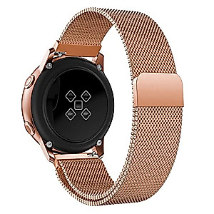 Compatible with Galaxy Watch 3 45mm/Samsung Galaxy Watch 46mm/Gear S3 Frontier/Classic Band, 22mm Stainless Steel Strap Replacement for Pro/Samsung Galaxy Watch 46mm Smartwatch (Rose gold)