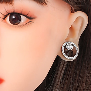 Casvort 2 PCS 12mm (1/2'') Hypoallergenic 316 Stainless Steel Silver Ear Gauges Screw Tunnels Ear Plugs Expander Stretcher Gauges Piercing Body Jewelry