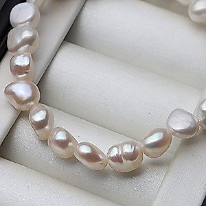 White Pearl Bracelet Stretch Cultured Freshwater Baroque Pearl Bracelet for Women Gift Wife Mother