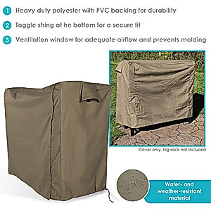 Sunnydaze 5-Foot Firewood Log Rack Cover - Weather-Resistant Outdoor Heavy-Duty Polyester with PVC Backing - Khaki