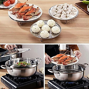 HAOSJINY Steamer Rack - Steamer Basket For Pot, Round Stainless Steel Steaming Rack, Canning Racks, Single layer silver (22 cm / 8.66 in)