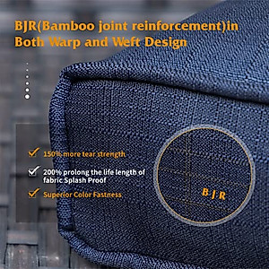 PHI VILLA 5 Piece Patio Furniture Sets,Outdoor Sectional Sofa All Weather Upgrade Wicker Conversation Set with Tea Table&Cushion(Navy Blue)