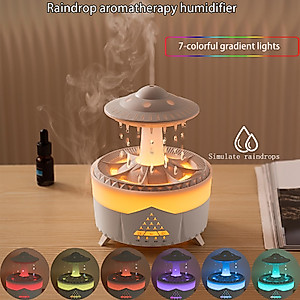Raindrop Humidifier for Bedroom Large Room -Air Humidifiers and Aromatherapy Diffuser,Ultrasonic humidifier,Quiet humidifier with Ambient Light & 4 Timer,Waterless Auto Off (No Remote Control)