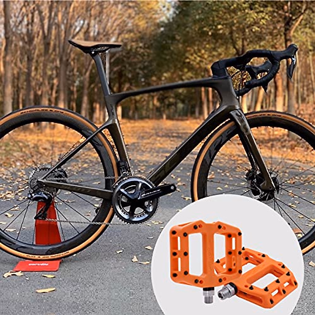 MZYRH Mountain Bike Pedal 9/16" 3 Sealed Bearings Lightweight Non-Slip Nylon Fiber Bicycle Platform Pedals for Road BMX MTB