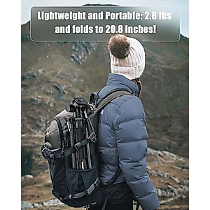 CAMBOFOTO 62"-Camera-Tripod, Lightweight Travel Compatible DSLR/Phone/Camcorder, Aluminum Tri Pod with Holder and Travel Bag. (Black, Weight 2.8Lb, Max Load 4.9 Lb)