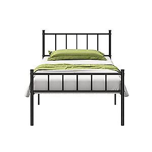 HLIPHA Twin Size Metal Platform Bed Frame with Heavy Duty Steel Slat Support,14" Height Easy Assembly Mattress Foundation,No Box Spring Needed,Black