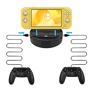 J&TOP Charging Dock for Nintendo Switch Lite, Charging Station with 2 USB Ports Compatible with Wired Controllers