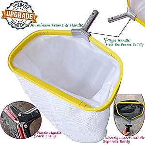 PetZon Professional Pool Net, Heavy Duty Skimmer Rake with Aluminum Frame, Fine Mesh Deep Bag Scoop for Cleaning Swimming Pool Leaf Pollen Silt, Pool Rake 19.5 inch