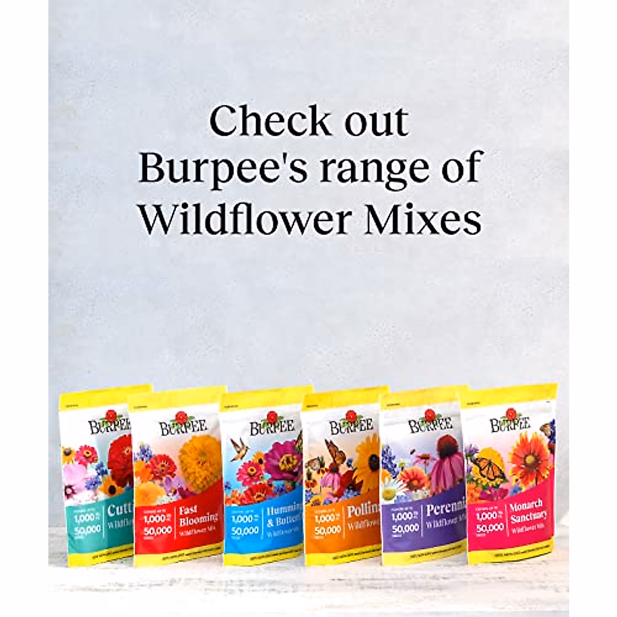 Burpee Wildflower 50,000 Bulk, 1 Bag | 18 Varieties of Non-GMO Flower Seeds Pollinator Garden, Perennial Mix