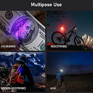 LED Small Powerful EDC Flashlight, 365nm UV Black Light, Mini Led Flashlight 1500 LM, USB C Rechargeable Mini Keychain Flash Light with Clip, Tail Magnet, 9 Modes, Waterproof Pocket Flashlights 2 PC