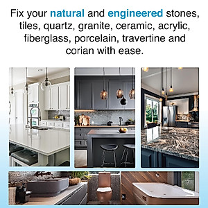 Granite, Marble & Porcelain Repair Kit (Clear, Black & Acrylic) - Ideal as Quartz Countertop Repair Kit I Works Great for Countertops, Tiles, Sinks and Other Surfaces