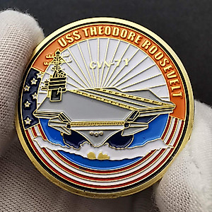 US Department of The Navy Commemorative Gold Plated Coin USS Theodore Roosevelt CVN-71 Army Fan Collectibel Souvenirs Coins