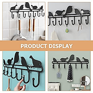 LIFKOME Vintage Wall- Mounted Coat Rack with 7 Hooks, 5 Birds Wall Mount Key Holder, Black Metal Key Rack Hanger, Multi- Hanger Hook for Kitchen Bathroom Bedroom Hallway