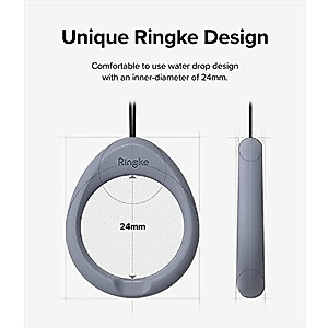 Ringke Finger Ring Strap Silicone Smartphone Grip Lanyard Holder [2 Pack] with Anti-Slip Mount Function Compatible with Phone Cases, Keys, Cameras, and More - Black & Lavender Gray