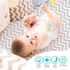 Kushies Baby Fitted Bassinet Sheet, Grey Chevron