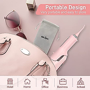 Sejoy Cordless Water Flosser, Water Dental Flosser Water Flossers for Teeth Portable Oral Irrigator Rechargeable for Home Travel Office, 270ML IPX7 Waterproof 5 Cleaning Modes and 5 Jet Tips