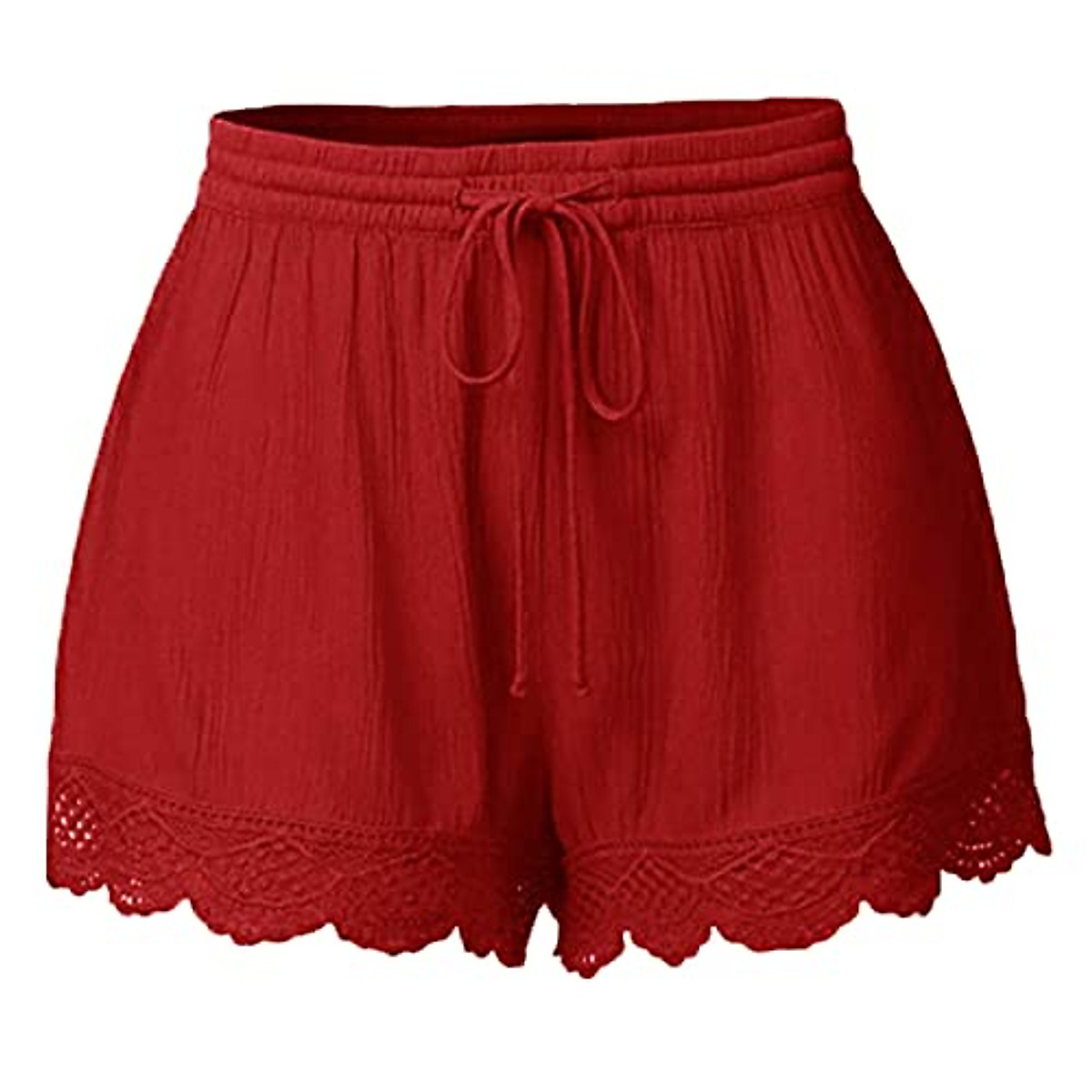 2pcs Beach Hots for Women, Womens Comfy Drawstring Mid Waisted Shorts Linen Blend Lightweight Summer Shorts with Lace Green